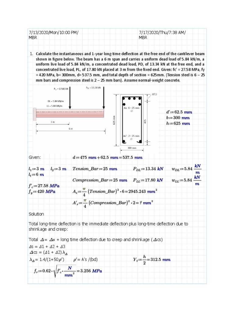 Serviceability Ex.1 (9-21-2020) | PDF | Mechanical Engineering ...