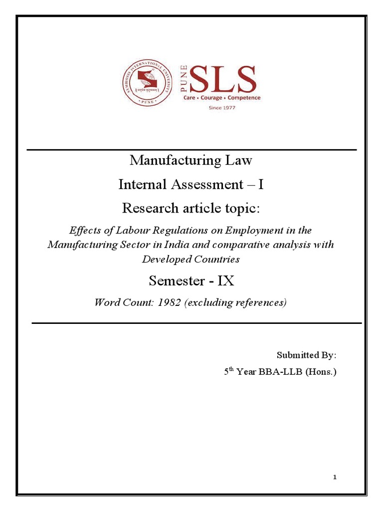 Manufacturing Law | Download Free PDF | Labour Economics | Economic Growth
