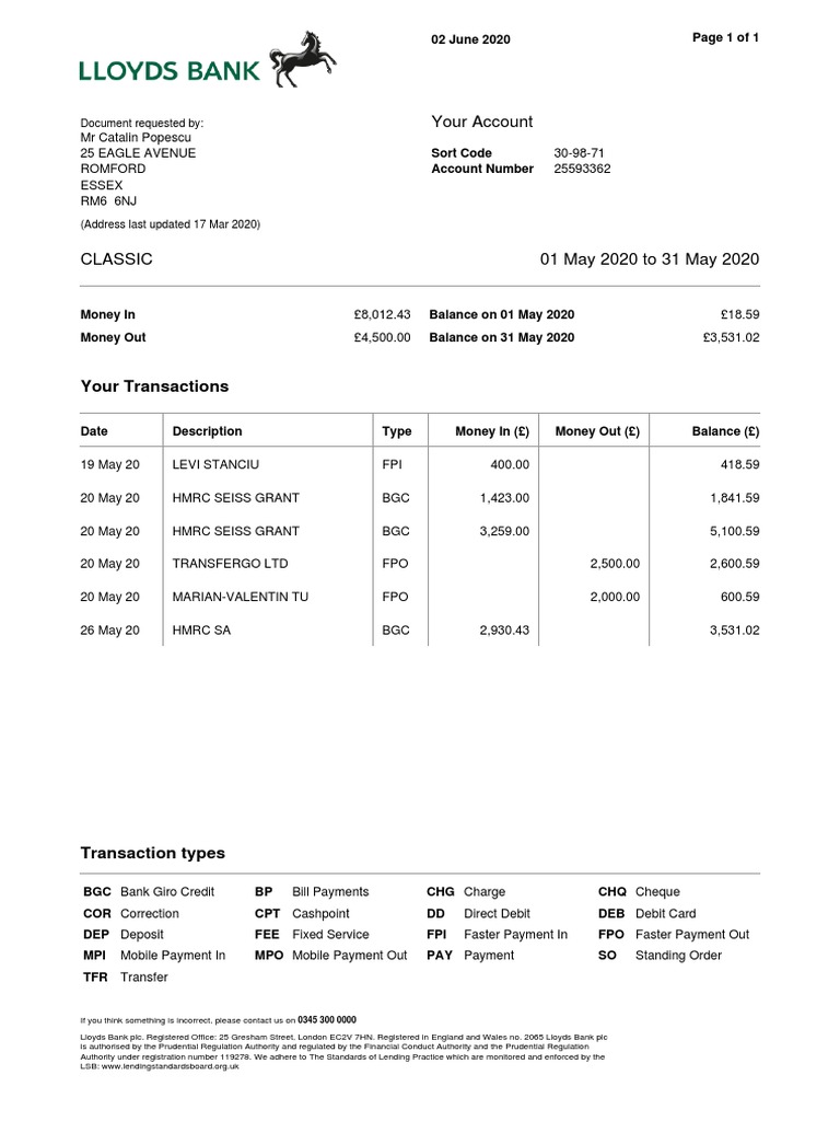 2020 May Statement | PDF | Payments | Banks