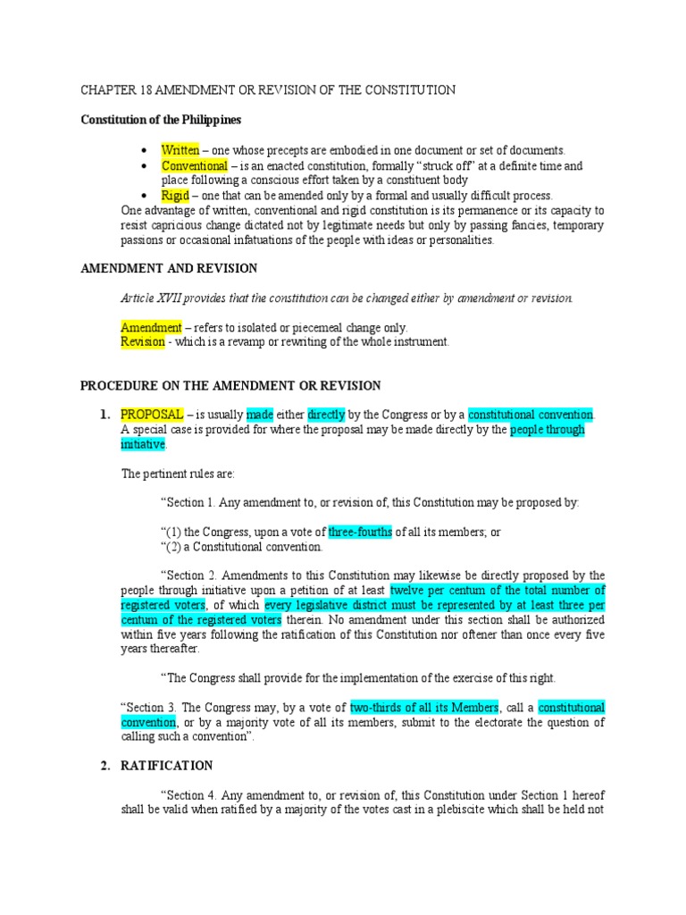 Amendment or Revision of The Constitution | PDF | Initiative ...