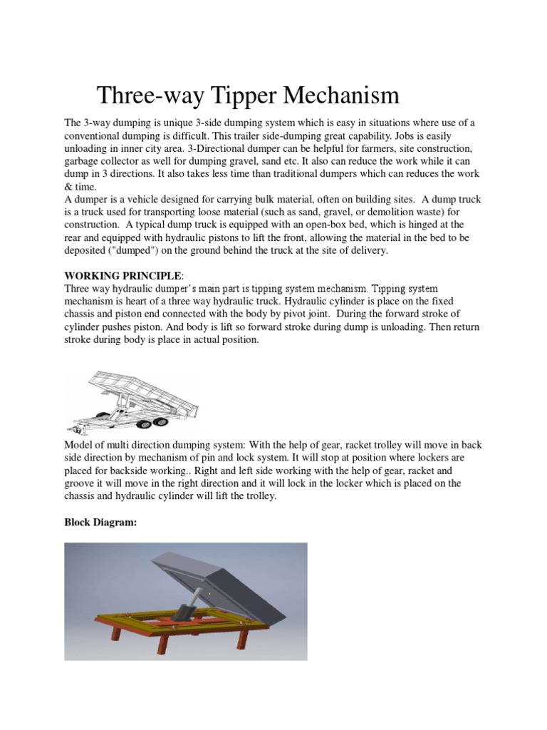 Three-Way Tipper Mechanism Overview | PDF | Computers | Technology ...