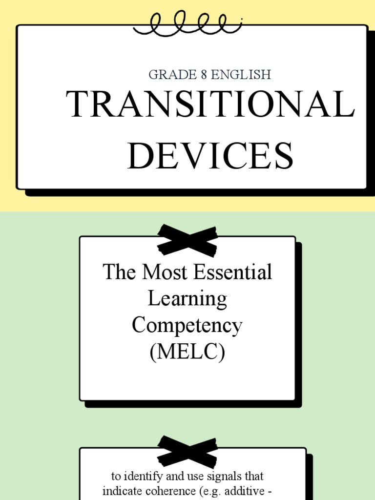 Transitional Devices: Grade 8 English | PDF | Verb | Subject (Grammar)