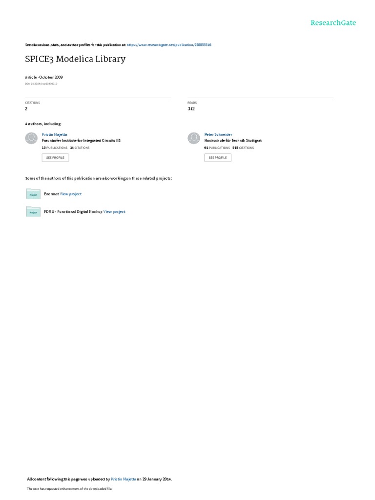 SPICE3 Modelica Library: October 2009 | PDF | Spice | Class (Computer Programming)