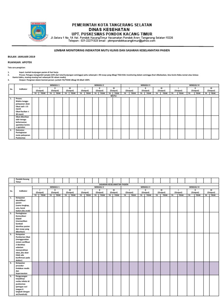 Lembar Monitoring Indikator Dan SKP APOTEK | PDF