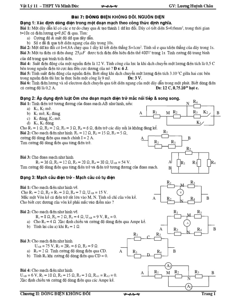 BT Vat Ly 11cb-Chuong I I - Day He-hs-Online | PDF