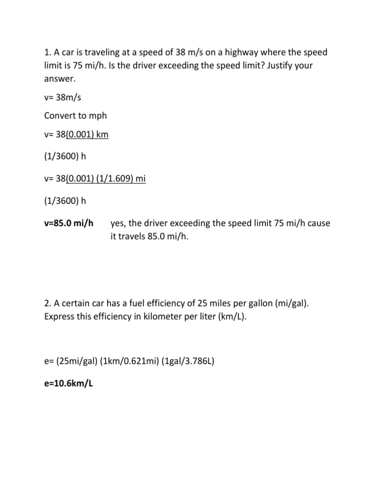 Physics Conversion Problems | PDF | Volume | Gallon