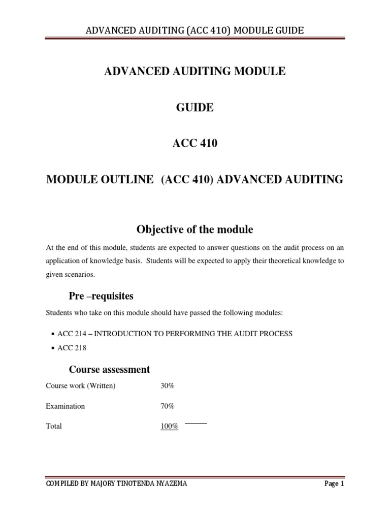 Advanced Auditing Module Guide | PDF | Audit | Certified Public Accountant