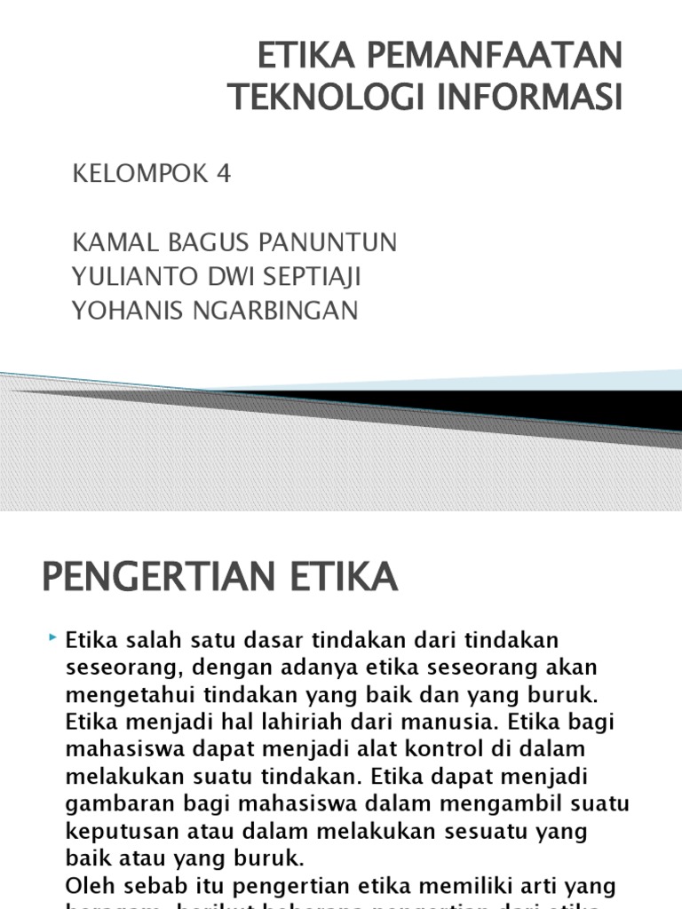 Etika Pemanfaatan Teknologi Informasi | PDF