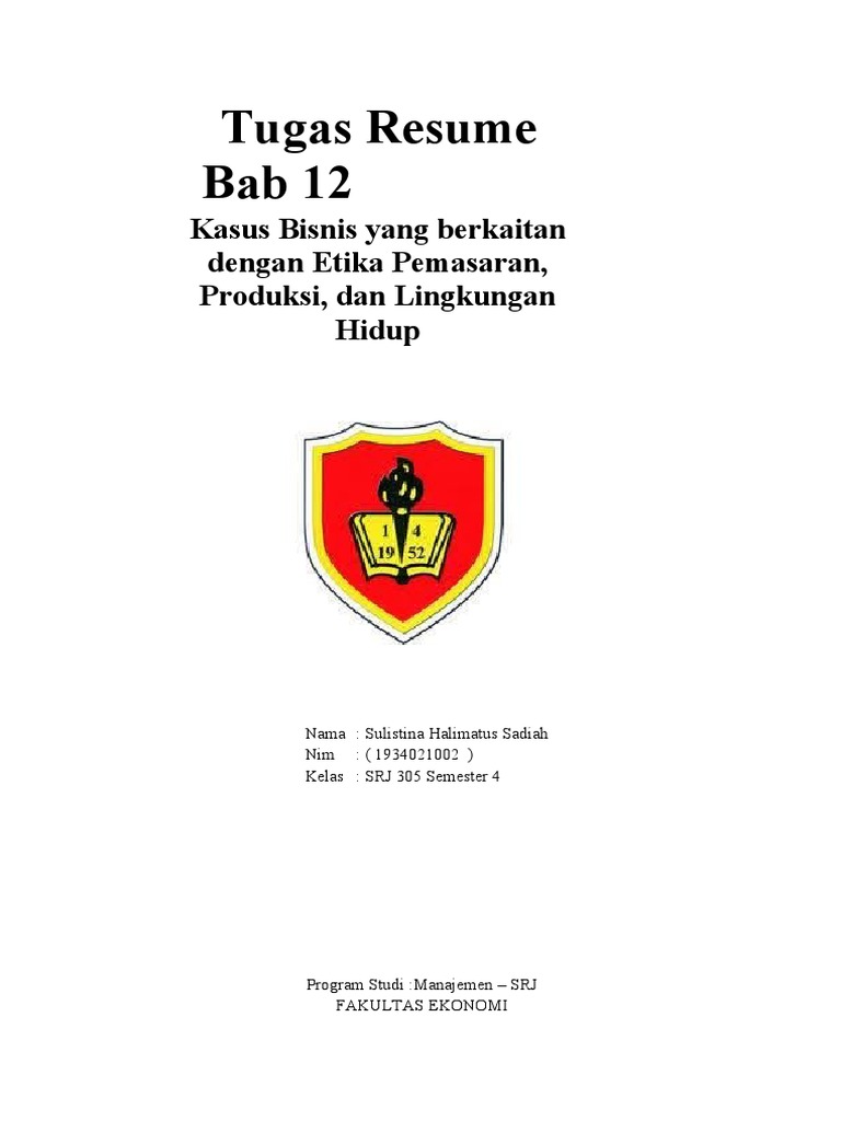 Etika Bisnis Tugas 12 | PDF
