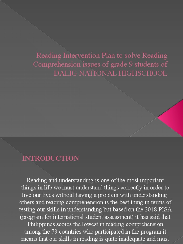 Reading Intervention Plan To Solve Reading Comprehension Issues of ...