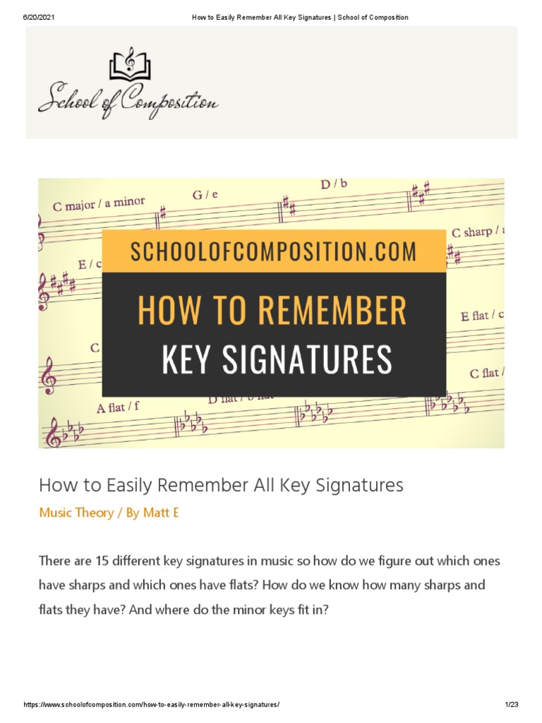 How To Easily Remember All Key Signatures - School of Composition | PDF ...