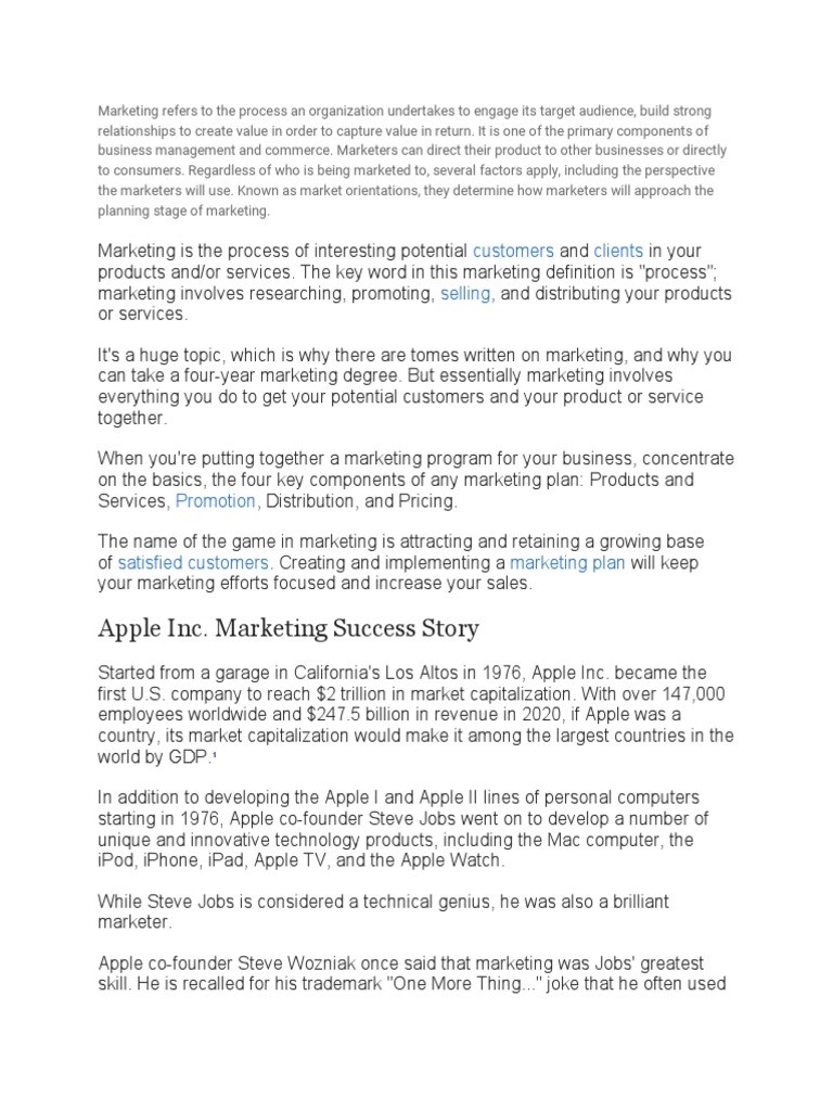 Apple Inc. Marketing Success Story: Customers Clients Selling | PDF ...