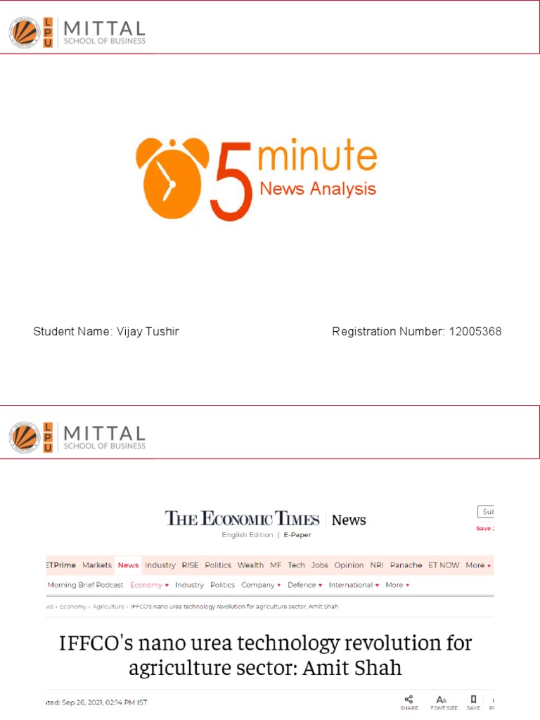 NEWS ANALYSIS TEMPLATE For 5 Minute Presentation | PDF | Urea | Agriculture