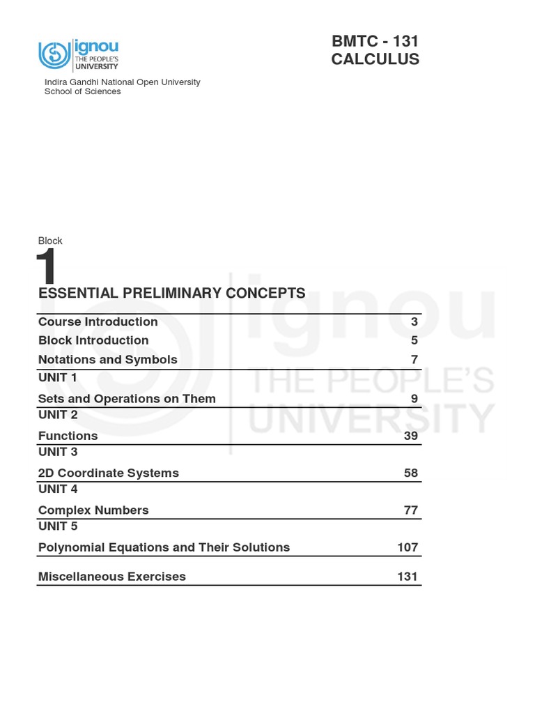 Block-1 Essential Preliminary Concepts | PDF | Set (Mathematics) | Calculus
