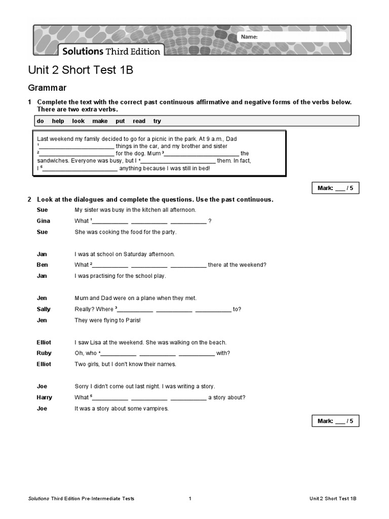 Sol3e Preint U2 Short Test 1b | PDF Sol3e Preint U2 Short Test 1b | PDF
