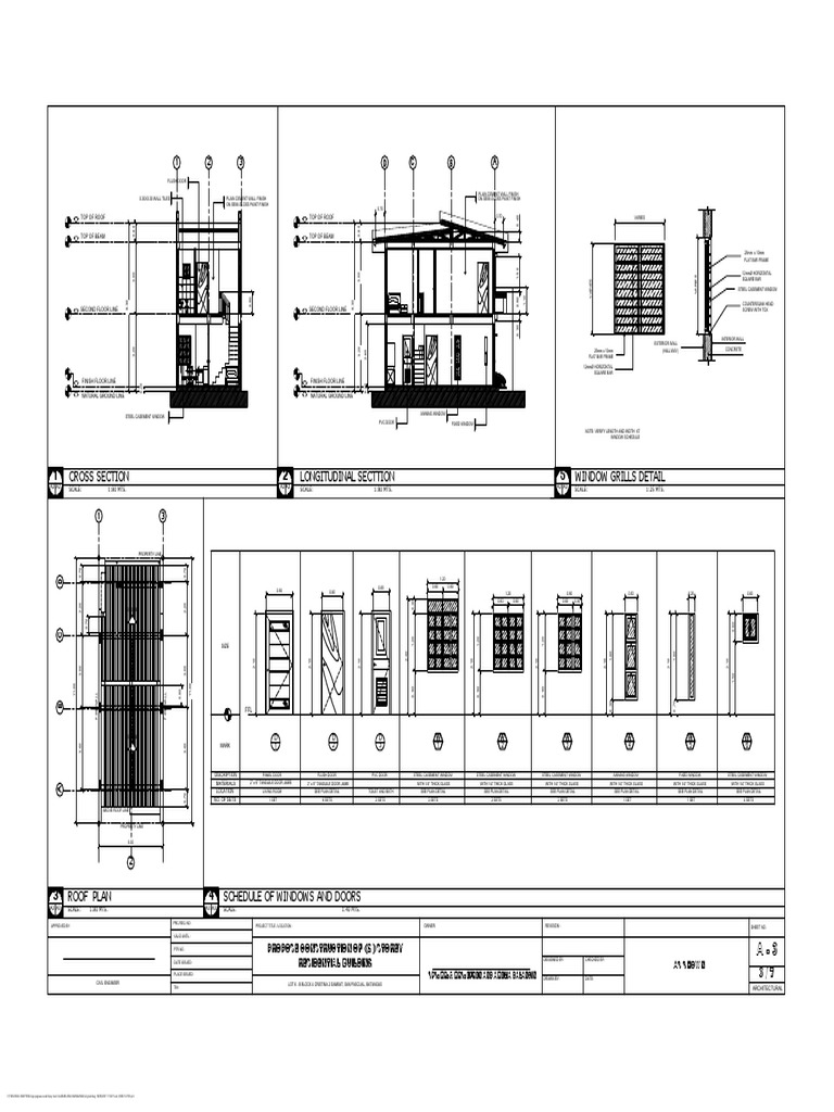 D C B A 1 3 2: Longitudinal Secttion Cross Section Window Grills Detail ...