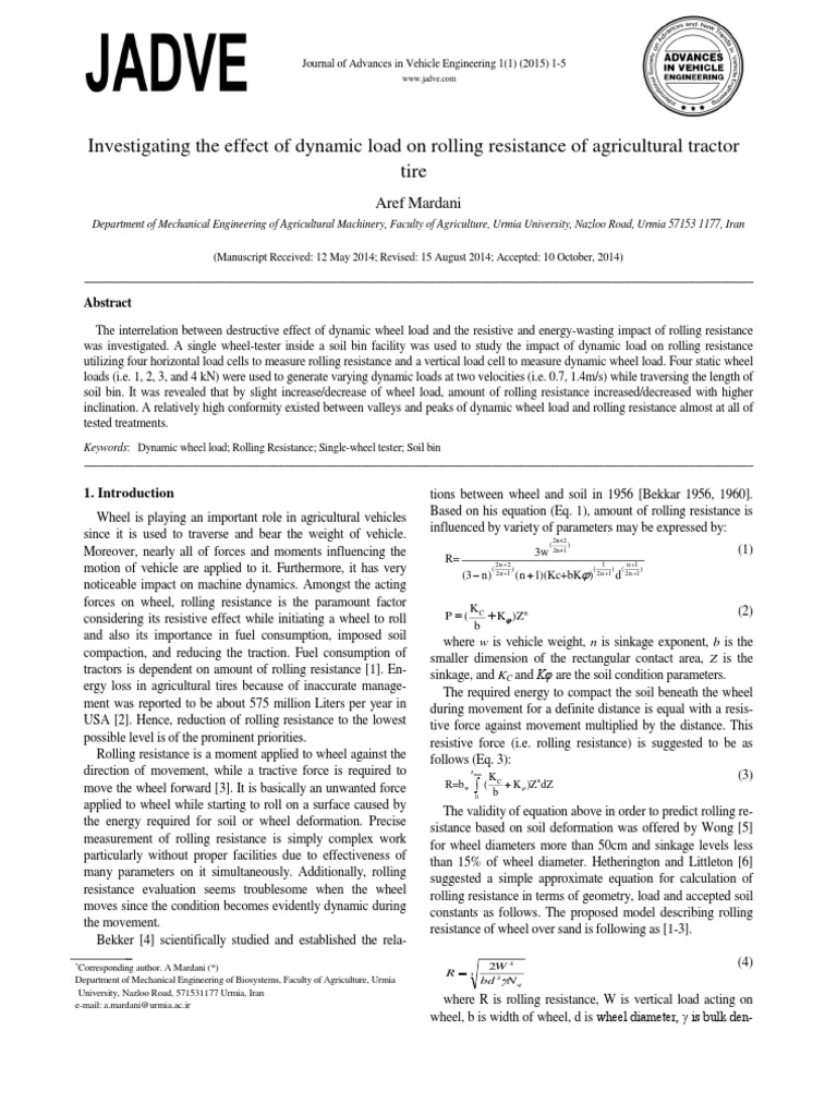 Dynamic Load Effects on Tractor Tire Resistance | PDF | Wheel | Soil
