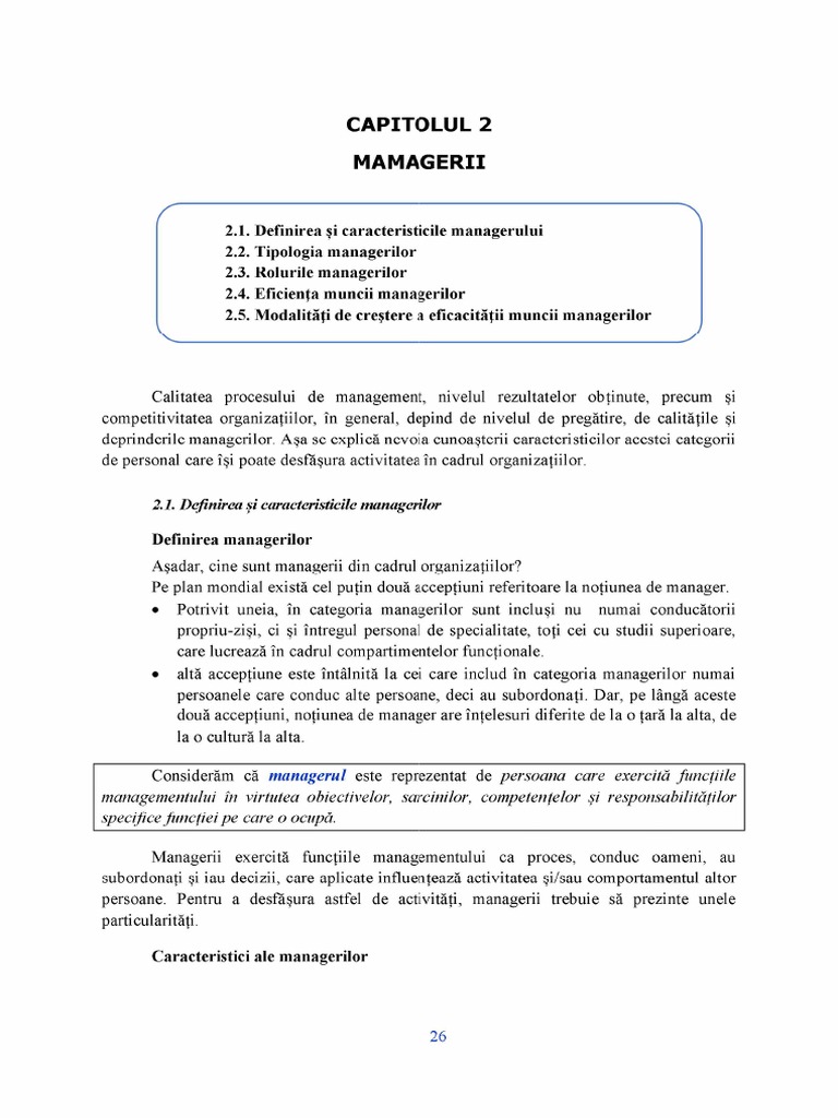 FMO - Capitolul 2 - Managerii. | PDF