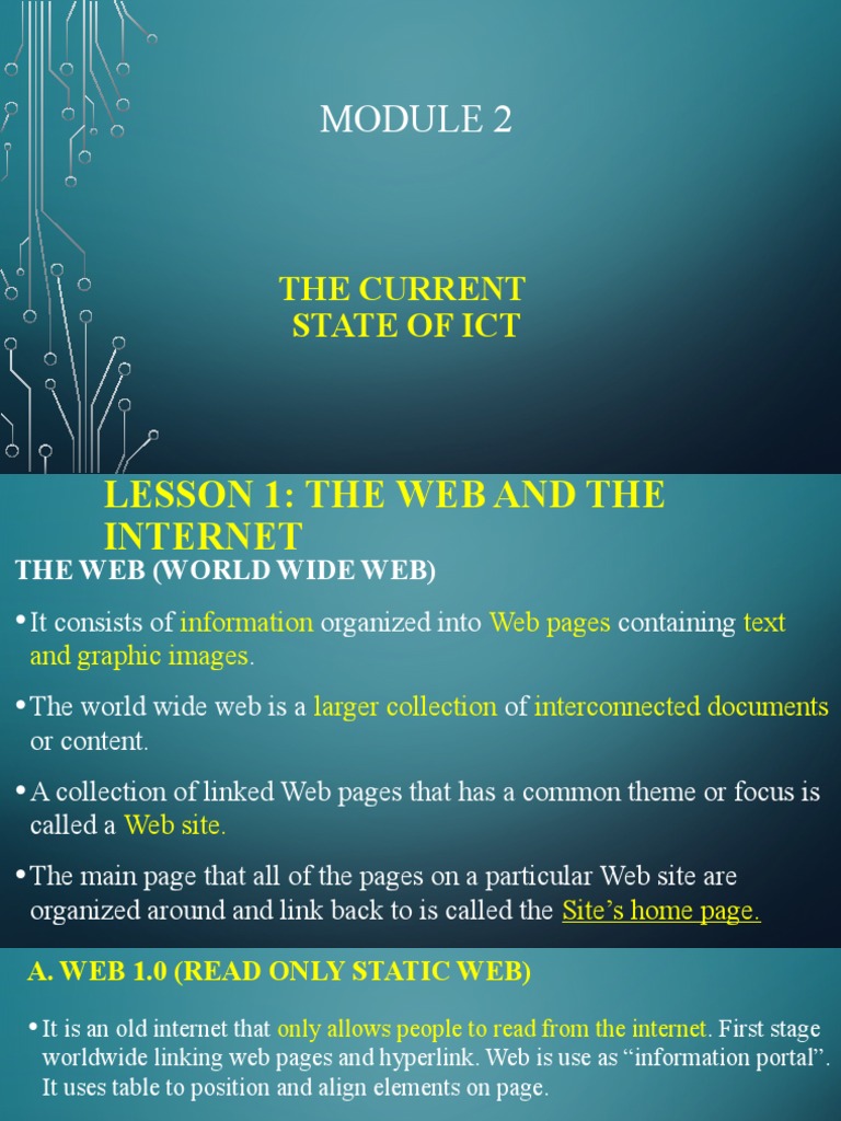 MODULE 2 The Current State of ICT | PDF | World Wide Web | Internet & Web