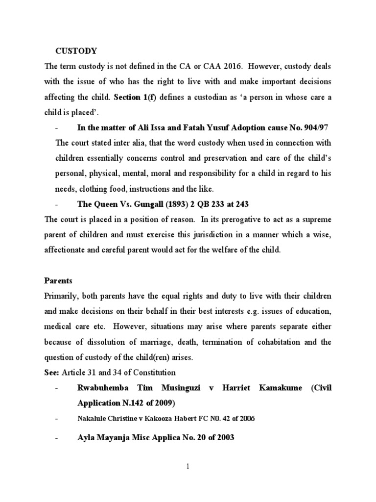 CUSTODY | PDF | Child Custody | Best Interests