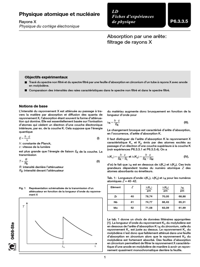 8-Filtre RX | PDF | Spectre électromagnétique | Rayon X
