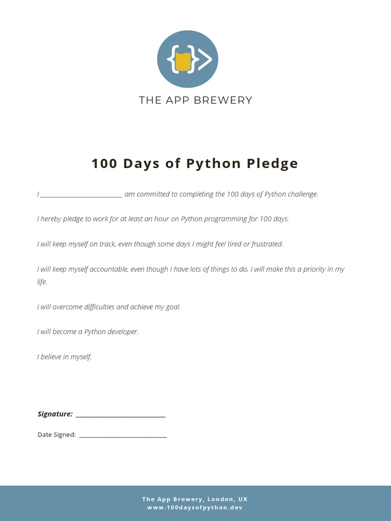 002 Course Pledge App Brewery 100 Days of Python | PDF