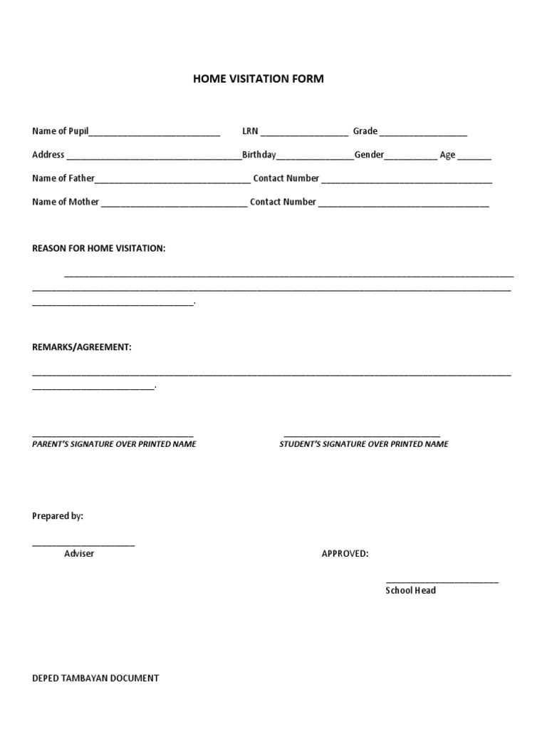 Home Visit Form | PDF