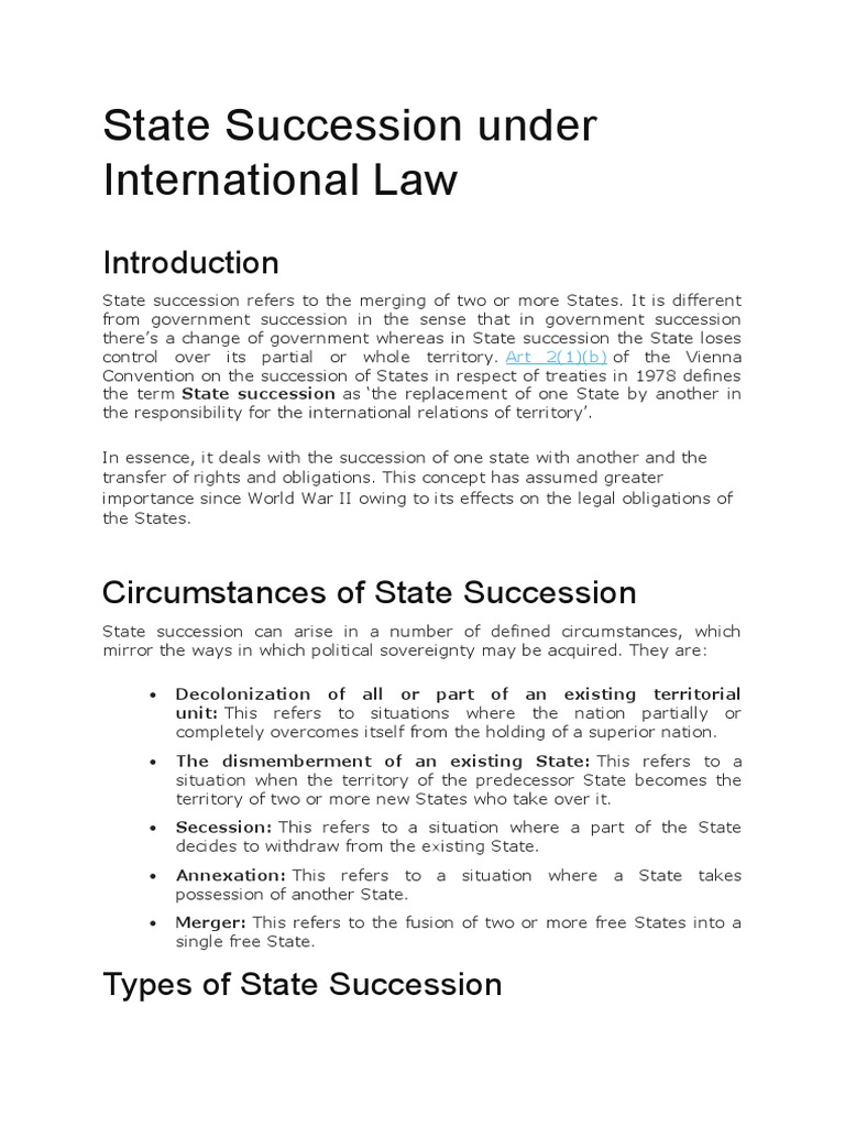 Understanding State Succession Law | PDF | Treaty | International Law