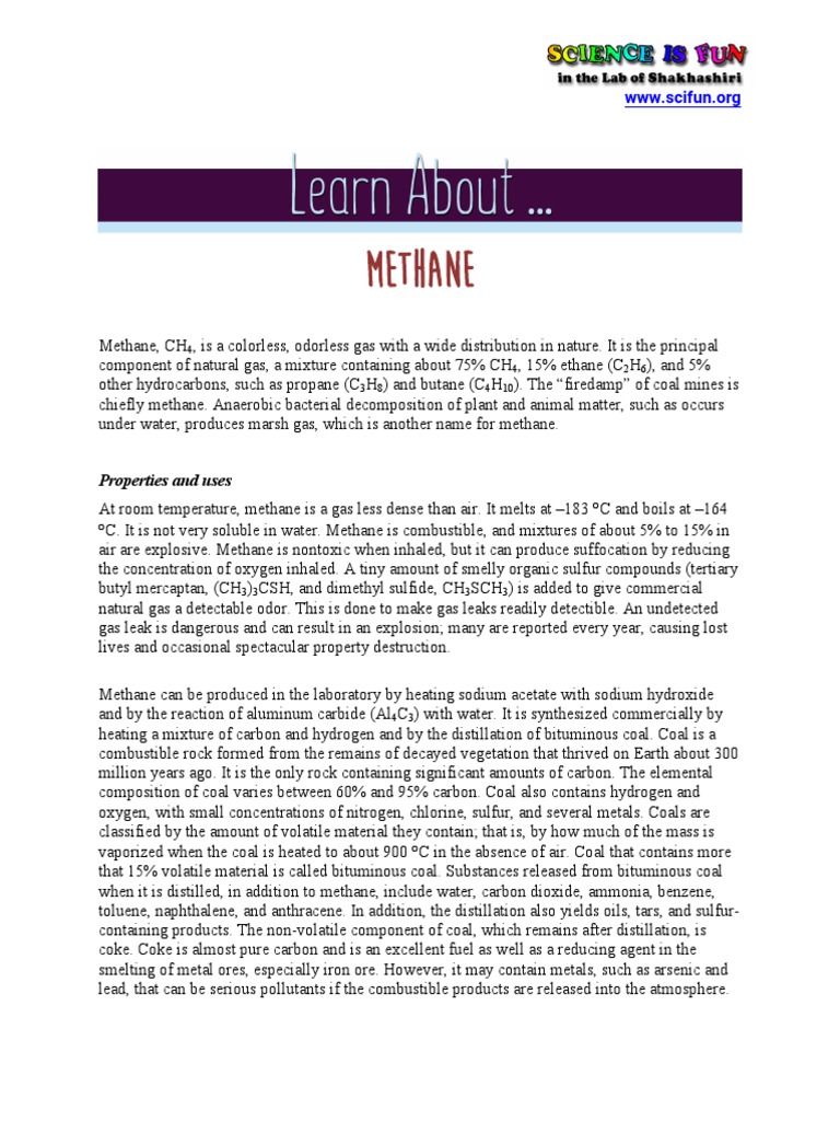 Methane: Properties and Uses | PDF | Natural Gas | Fossil Fuel Power ...