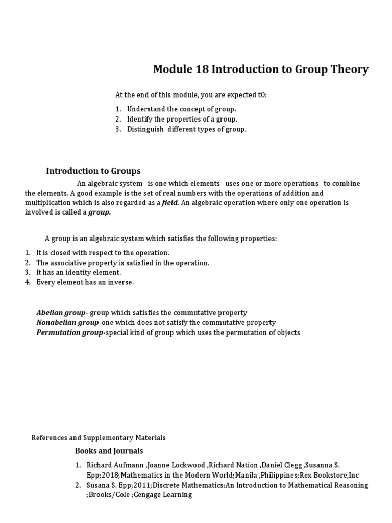 W13 - Module 017 Introduction To Group Theory | PDF