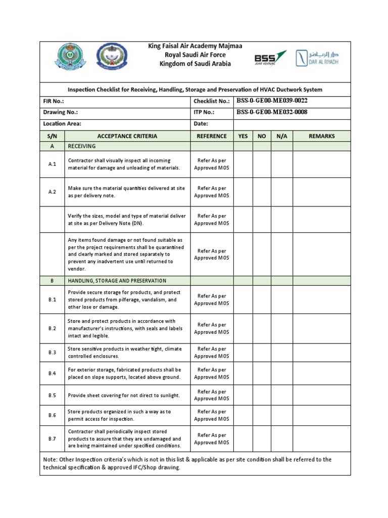01 Material Receiving, Handling, Storage and Preservation | PDF