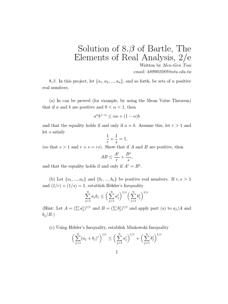 Solution of 8.β of Bartle, The Elements of Real Analysis, 2/e | PDF | Mathematical Objects ...
