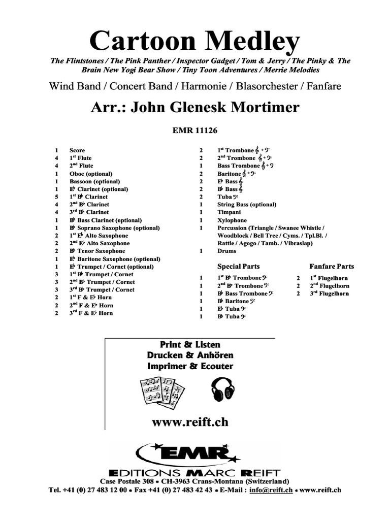 Cartoon Medley Cartoon Medley: Arr.: John Glenesk Mortimer Arr.: John ...