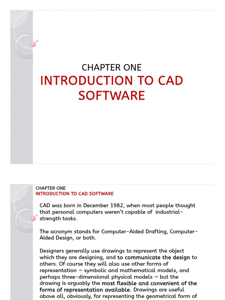 Introduction To Cad Software: Chapter One | Download Free PDF ...