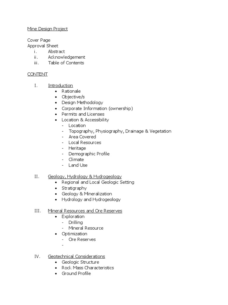 Mine Design Project | PDF | Mining