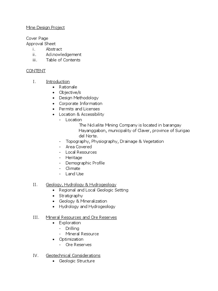 Mine Design Project Summary | PDF | Mining | Economies