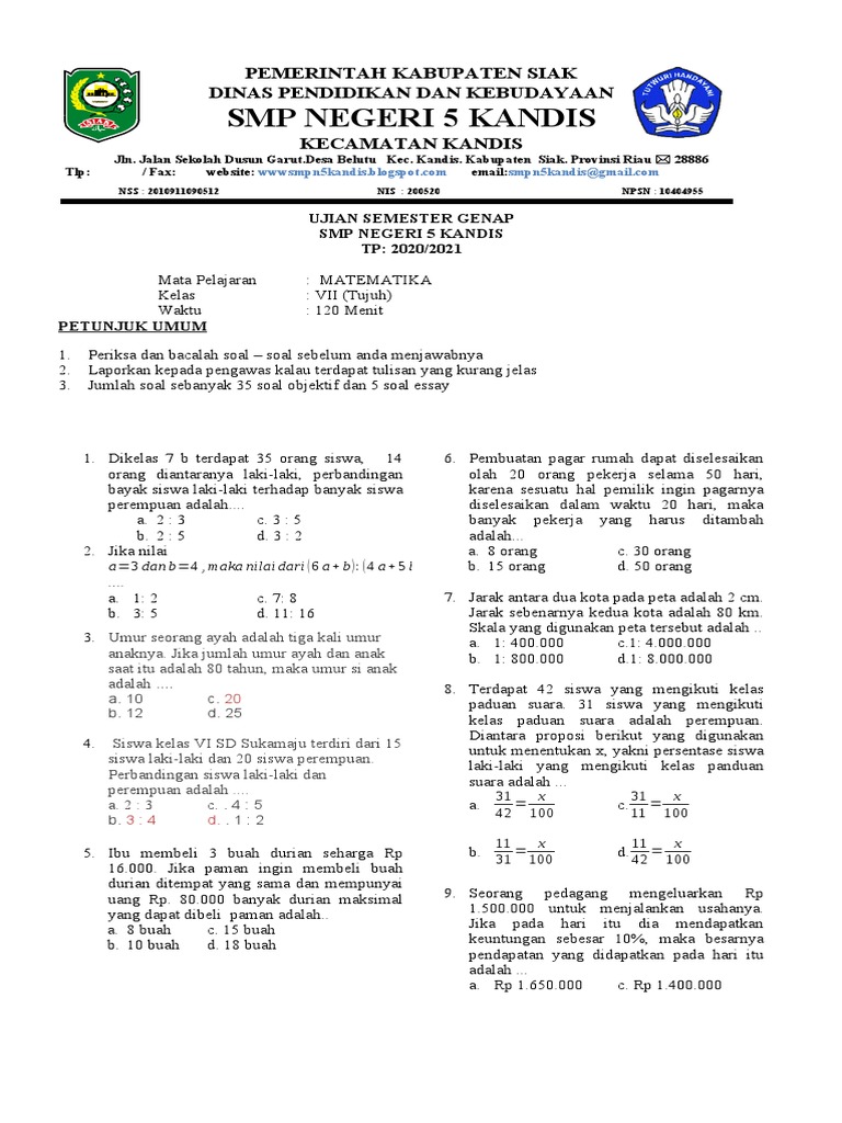 Soal Kls 7 Semester Genap | PDF
