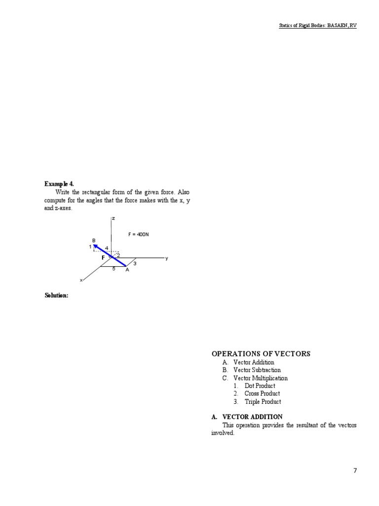 Example 4.: Statics of Rigid Bodies: BASAEN, RV | PDF | Euclidean Vector | Determinant