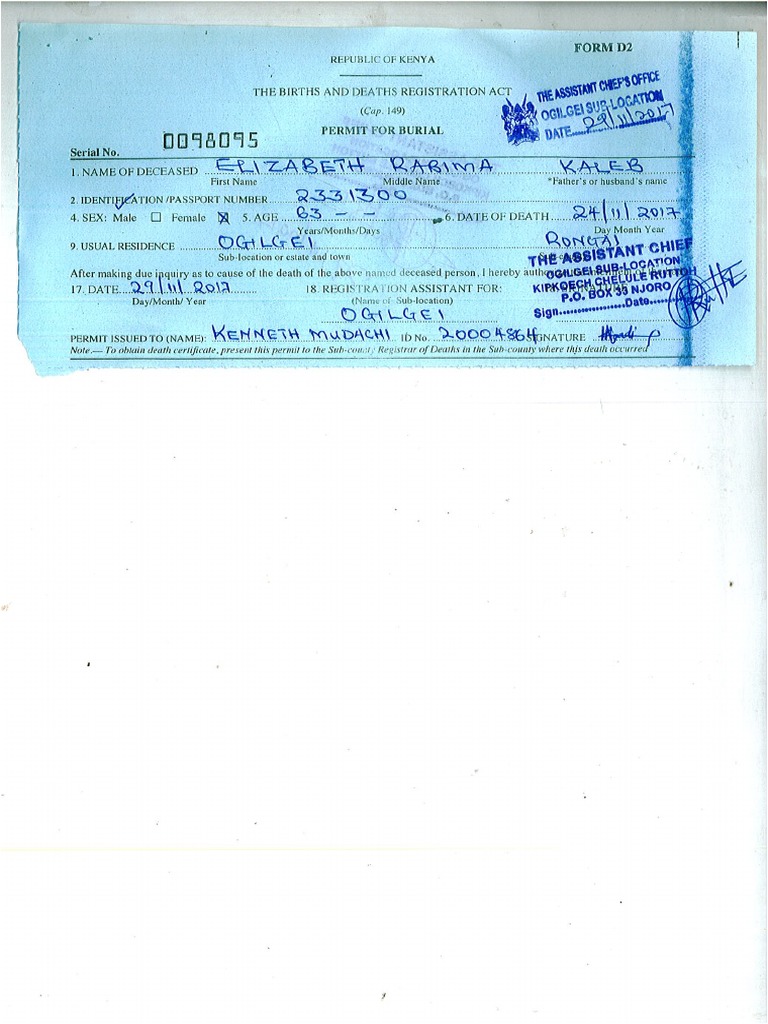 Permit For Burial | PDF