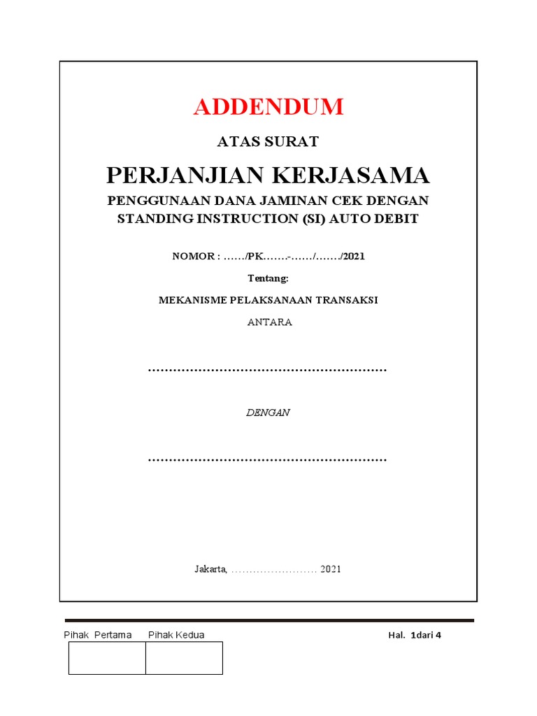 DRFT Addendum PKS CEK SI 100m Pak ARI | PDF | Bisnis | Hukum