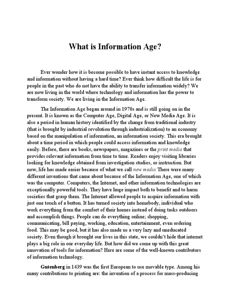 What Is Information Age | PDF | Information Age | Internet