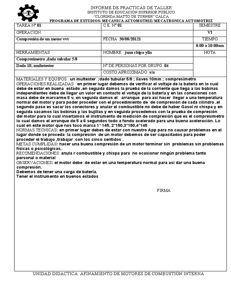 INSTITUTO HOJA Informe PRACT. 2020 | PDF | Ingenieria Eléctrica
