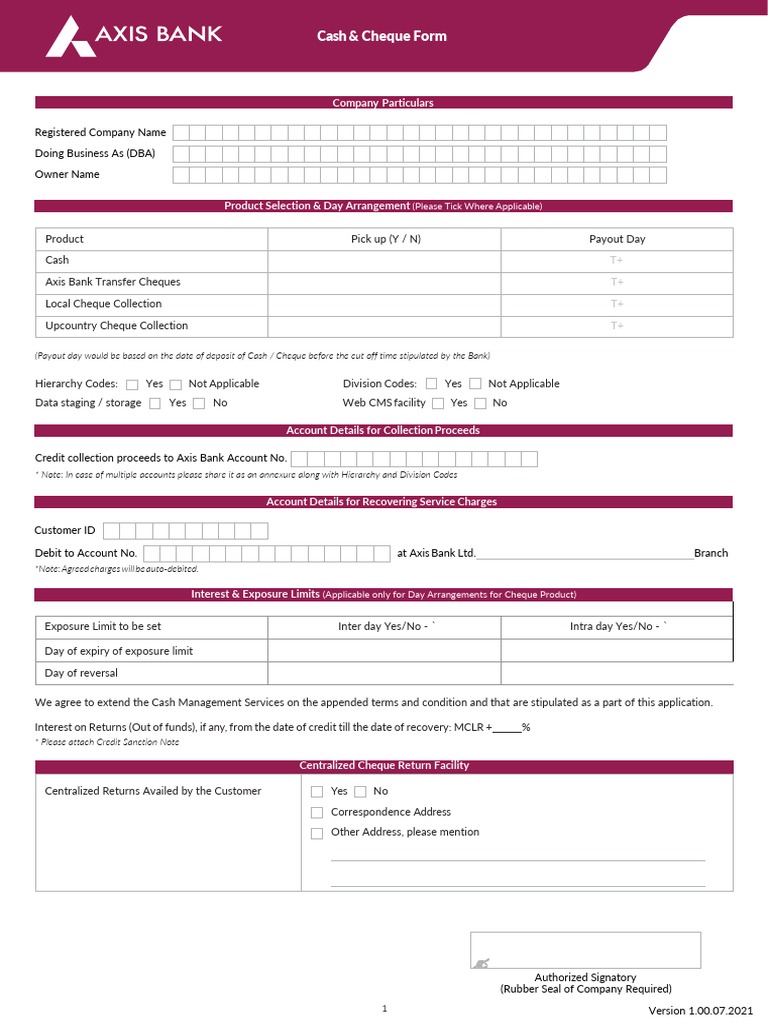 Cash & Cheque Form: Company Particulars | PDF | Cheque | Banks