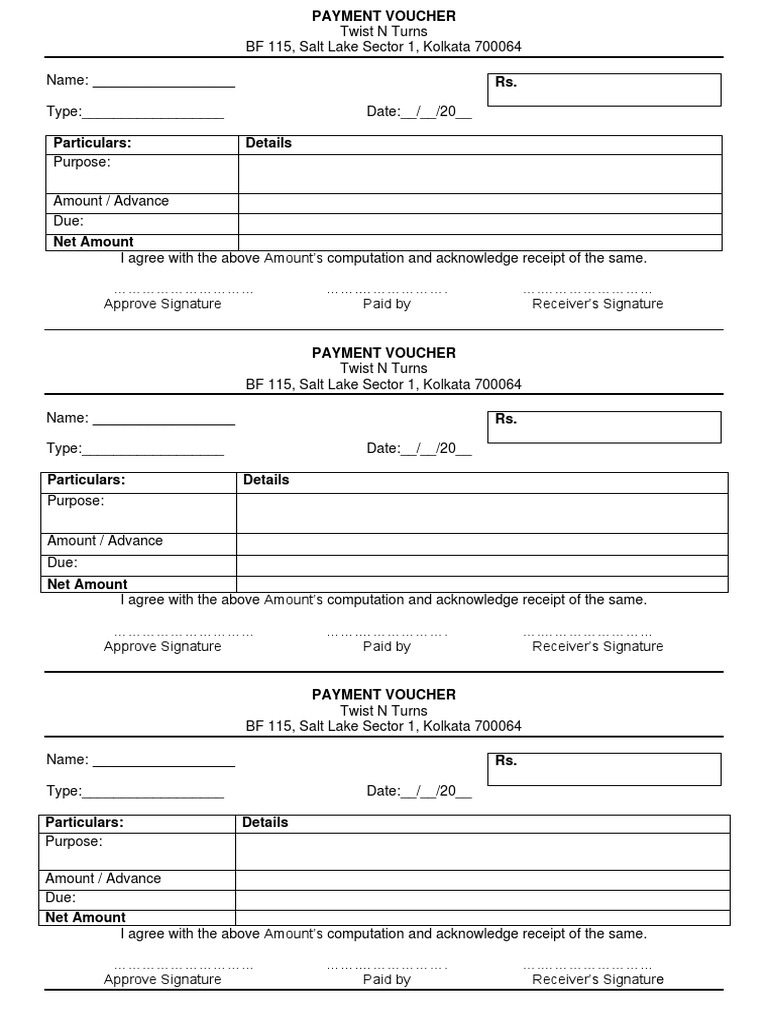 Payment Voucher Template for Download | PDF
