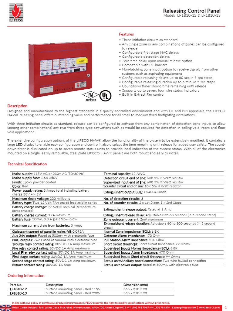 Releasing Control Panel: Features | PDF | Amplifier | Relay