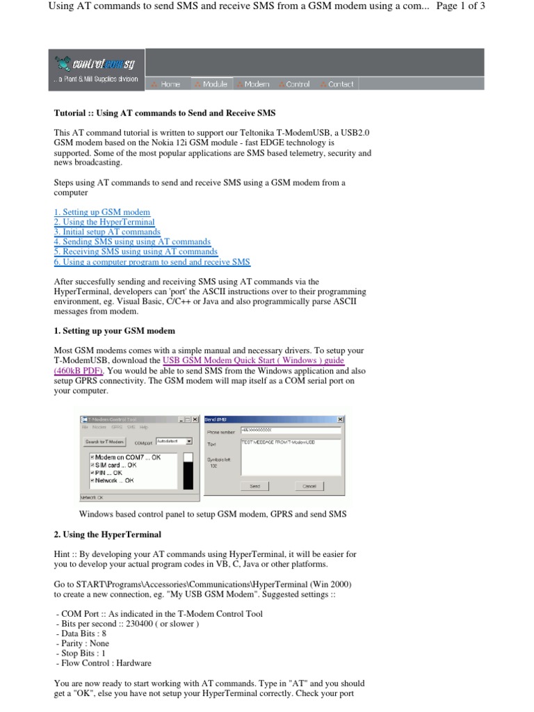 At Commands Sms | PDF | Modem | Telecommunications