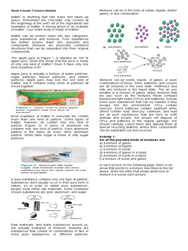 Week 4 Grade 7 Science Module | PDF | Mixture | Chemical Substances