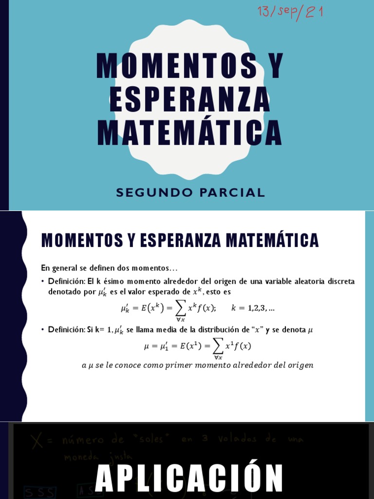 Momentos y Esperanza Matemática | PDF | Diferencia | Variable aleatoria