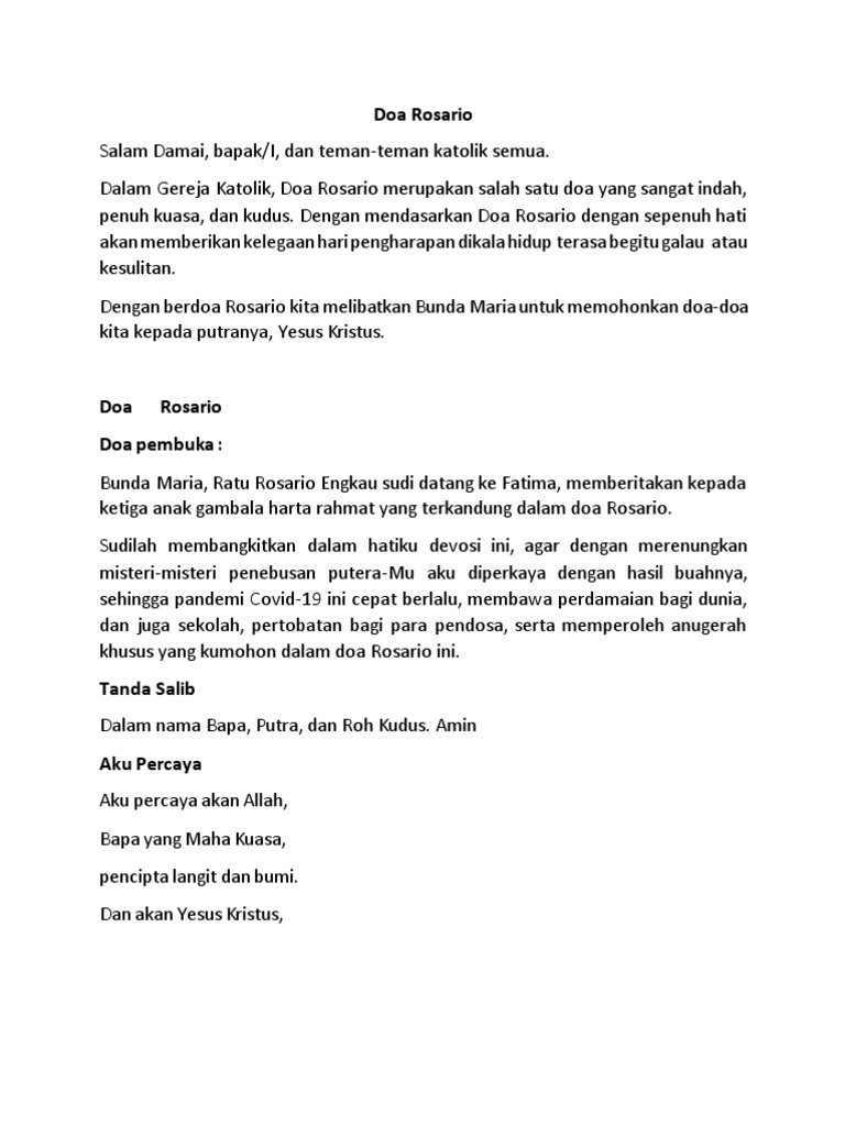 Doa Rosario | PDF