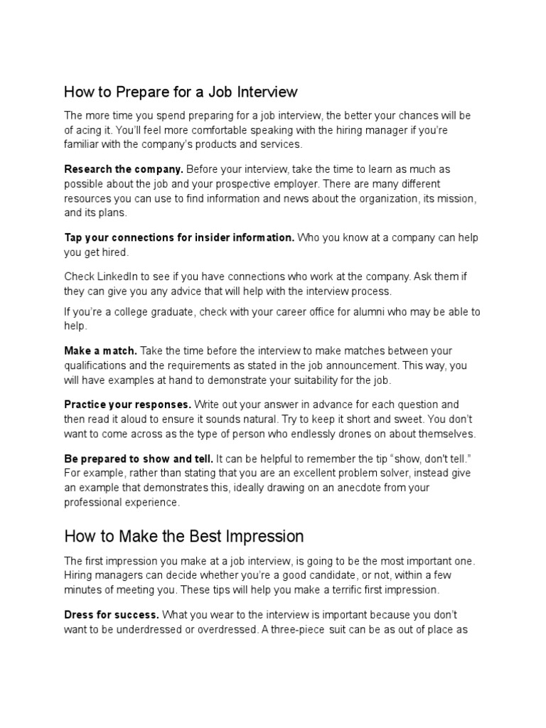 How To Prepare For A Job Interview | PDF | Job Interview | Interview